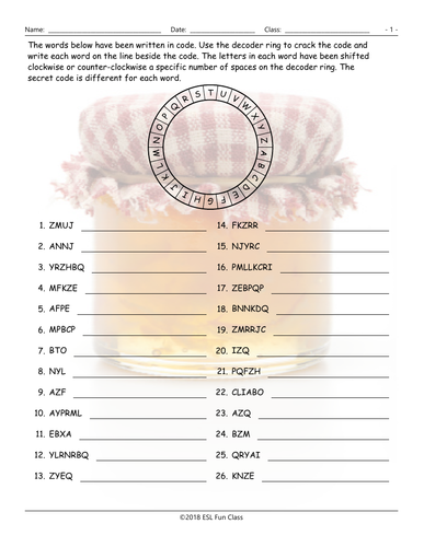Container Words Decoder Ring Worksheet | Teaching Resources