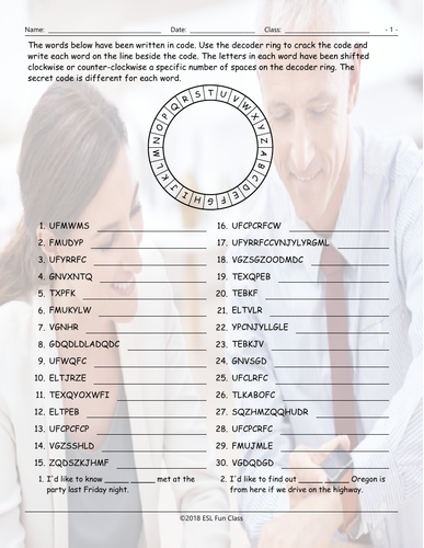 Embedded Questions Decoder Ring Worksheet | Teaching Resources