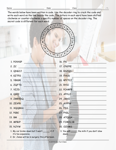 Future Simple Tense-Will Decoder Ring Worksheet | Teaching Resources