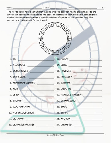 Movement Prepositions Decoder Ring Worksheet | Teaching Resources