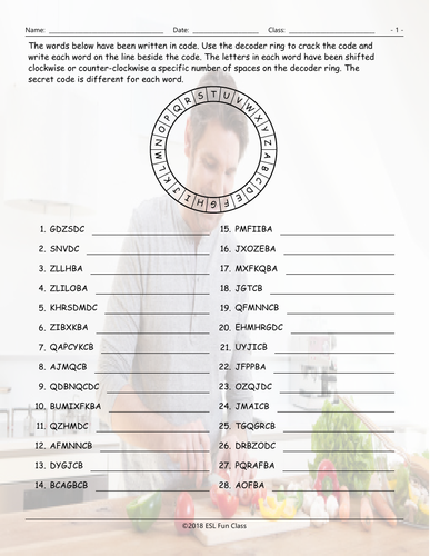 Past Simple Tense-Regular Verbs Decoder Ring Worksheet | Teaching Resources