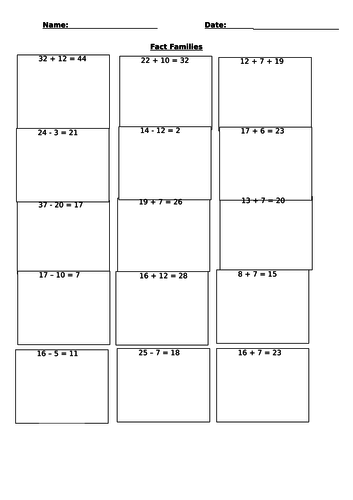 Addition and Subtraction Fact Families | Teaching Resources
