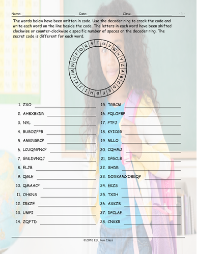 Past Simple-Used To Decoder Ring Worksheet | Teaching Resources