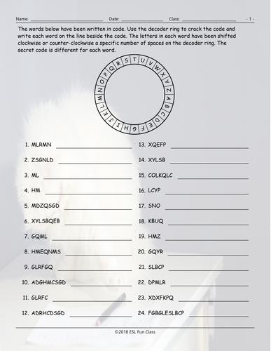 Place Prepositions Decoder Ring Worksheet | Teaching Resources