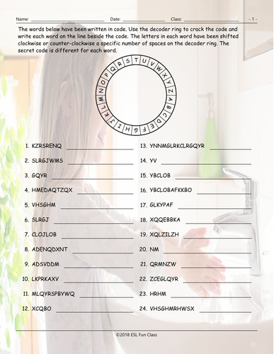 Time Prepositions Decoder Ring Worksheet | Teaching Resources