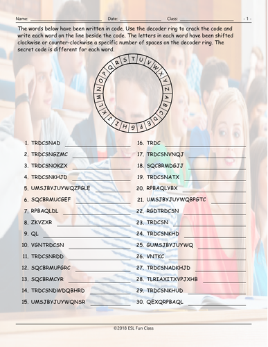 Used To-Would Always Decoder Ring Worksheet | Teaching Resources