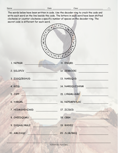 Word Forms Decoder Ring Worksheet | Teaching Resources