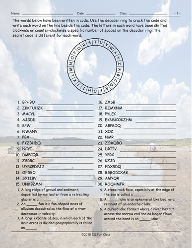 Geology-Planet Earth Decoder Ring Worksheet | Teaching Resources