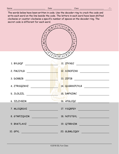 Origins-Nationalities Decoder Ring Worksheet | Teaching Resources