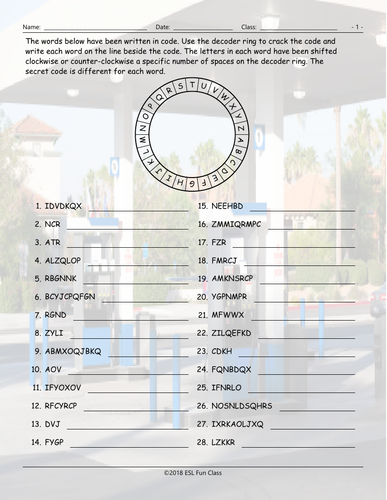 Places-Buildings Decoder Ring Worksheet | Teaching Resources