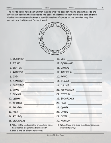Seasons-Weather Decoder Ring Worksheet | Teaching Resources