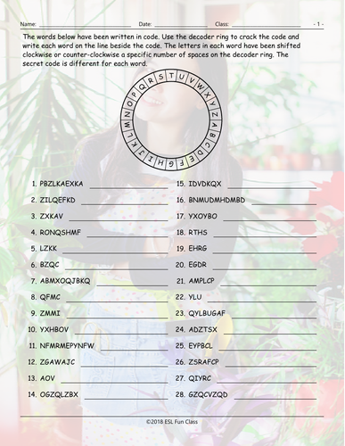 Stores-Shops Decoder Ring Worksheet | Teaching Resources