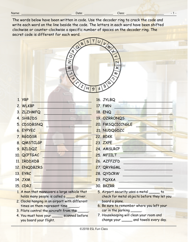 Travel Modes-Things Decoder Ring Worksheet | Teaching Resources