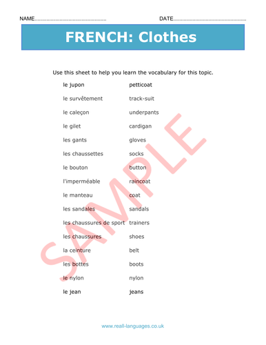 60 French Worksheets for Beginners (Set 3): Classroom, Clothes, Easter ...