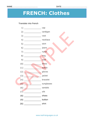 60 French Worksheets for Beginners (Set 3): Classroom, Clothes, Easter ...