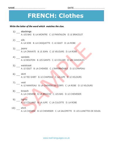 60 French Worksheets for Beginners (Set 3): Classroom, Clothes, Easter ...