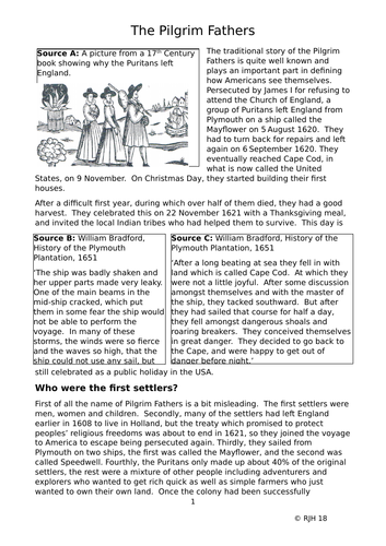 The Pilgrim Fathers | Teaching Resources