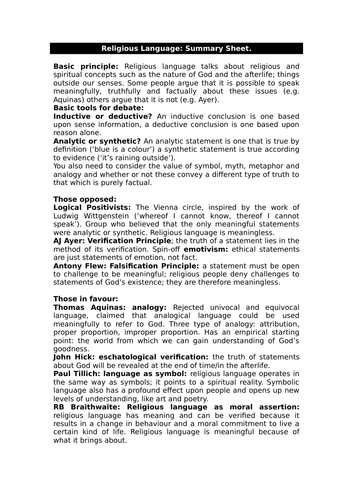 OCR A2 Religious Language_equivocal,univocal and analogy introduction ...