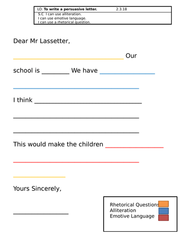 Persuasive Letter Writing Y3/Y4 | Teaching Resources