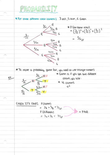 GCSE Mathematics Probability Notes | Teaching Resources