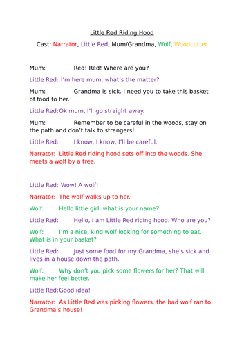 Playscript - Little Red Riding hood | Teaching Resources