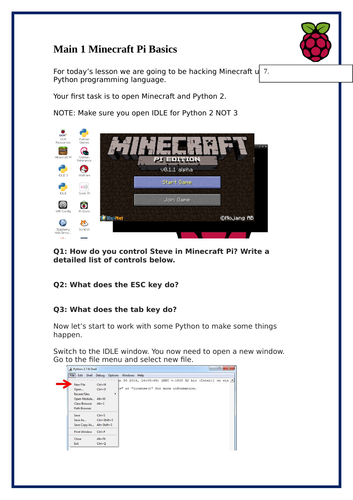 Raspberry Pi - Minecraft Hacking - Python 2 | Teaching Resources