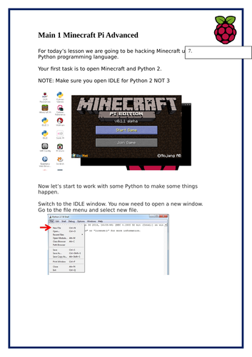 Raspberry Pi - Minecraft Hacking - Python 2 | Teaching Resources
