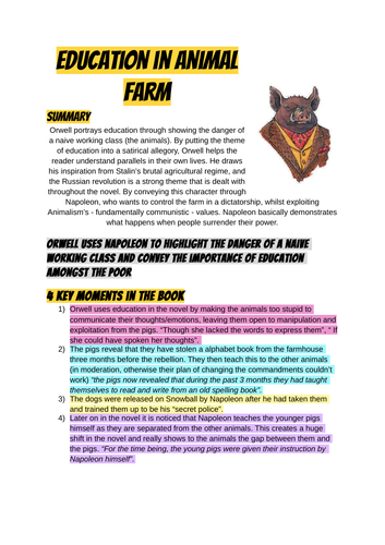 GCSE English Literature - Education in Animal Farm | Teaching Resources