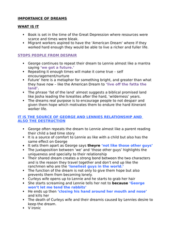 Of Mice and Men - 'The American Dream' - Literature Notes for (I)GCSE ...