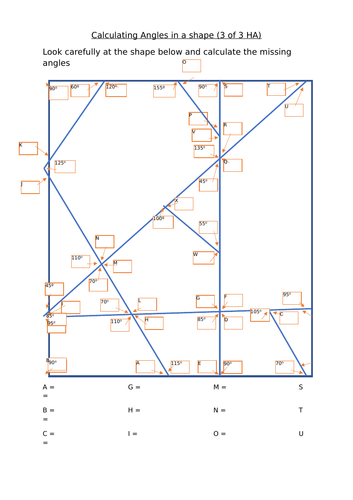 Angles Puzzle 2 - Calculating angles in a complex shape - 3 levels of ... Angles Puzzle 2 - Calculating angles in a complex shape - 3 levels of ...