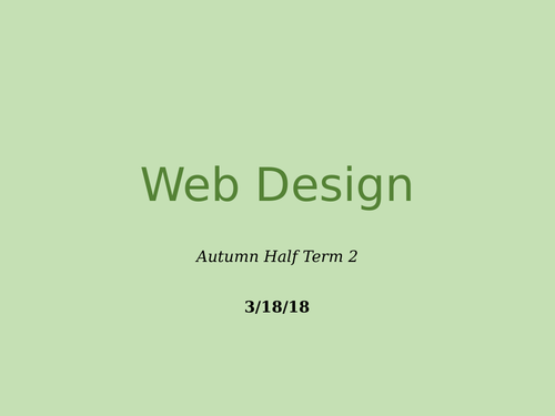 Web Design Unit of Work | Teaching Resources