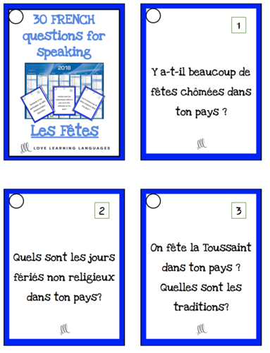 Fêtes, jours fériés, anniversaires - 30 French speaking prompt question ...