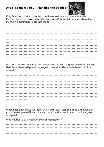 Macbeth Act 1, Scene 6 and 7 Analysis | Teaching Resources