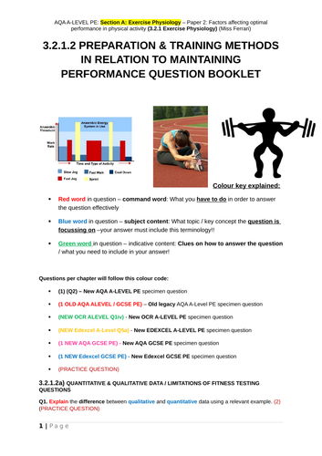 AQA A-LEVEL PE 4.2. PREPARATION & TRAINING METHODS | Teaching Resources