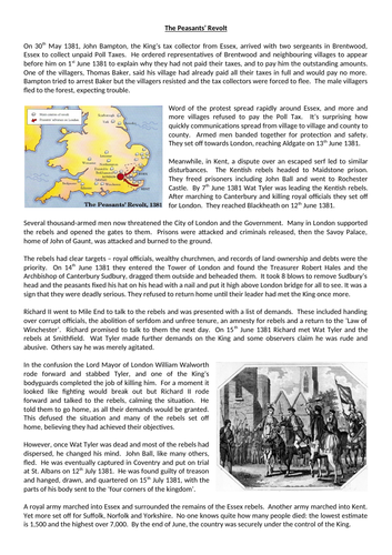 The Peasants' Revolt, 1381 | Teaching Resources