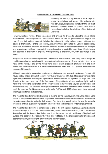 Consequences of the Peasants’ Revolt | Teaching Resources