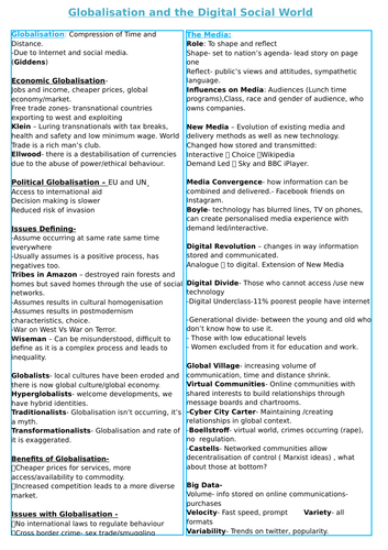 Sociology, OCR, A-Level, Unit 3A - Globalisation Revision Pack ...