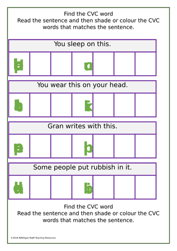 CVC Words Activities Picture Cards Phonics Read Write Tasks Early Years ...