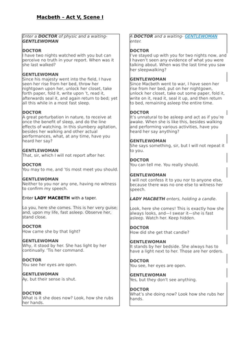 Macbeth - Act 5, Scene 1 | Teaching Resources