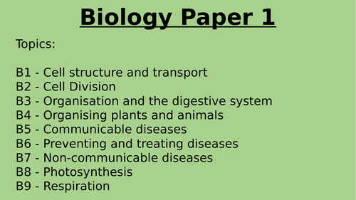 AQA Biology Paper 1 Knowledge Organiser Booklet | Teaching Resources