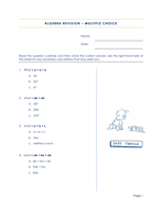 50 Multiple Choice Algebra Questions with Answers Supplied | Teaching ...