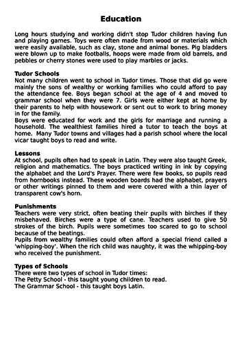 Life in Tudor England | Teaching Resources