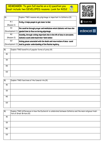 GCSE Religious Studies: Catholic Christianity exam question practice 1. ...