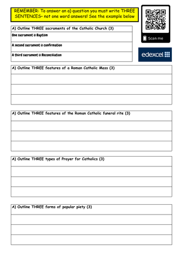 GCSE Religious Studies: Catholic Christianity exam question practice 1. ...