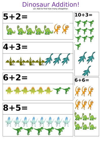 Dinosaur Addition Reception / Kindergarten | Teaching Resources