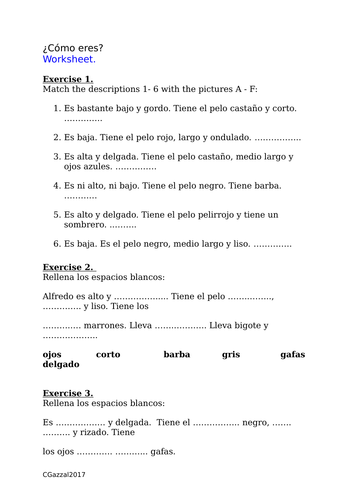 Spanish – Describing People – Physical Descriptions & Characteristics ...