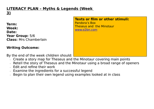 Upper KS2 Myths & Legends (4 weeks planning, 3 way differentiation ...
