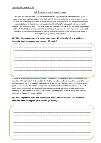 Year 6 Reading- SATs revision - 3 mark answers | Teaching Resources