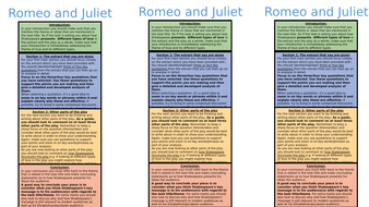 Romeo and Juliet - Structure strip for exam response (AQA English ...