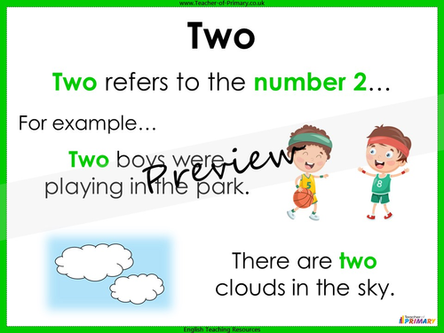Easily Confused Words - Two, Too and To | Teaching Resources